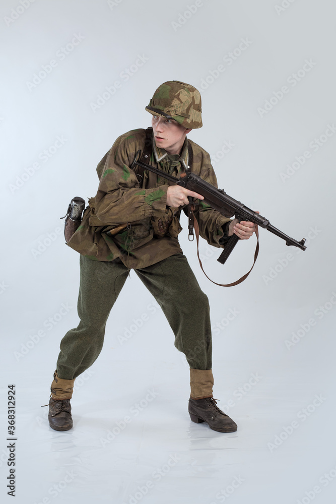 Male actor in the uniform of a German army solder during World War II ...