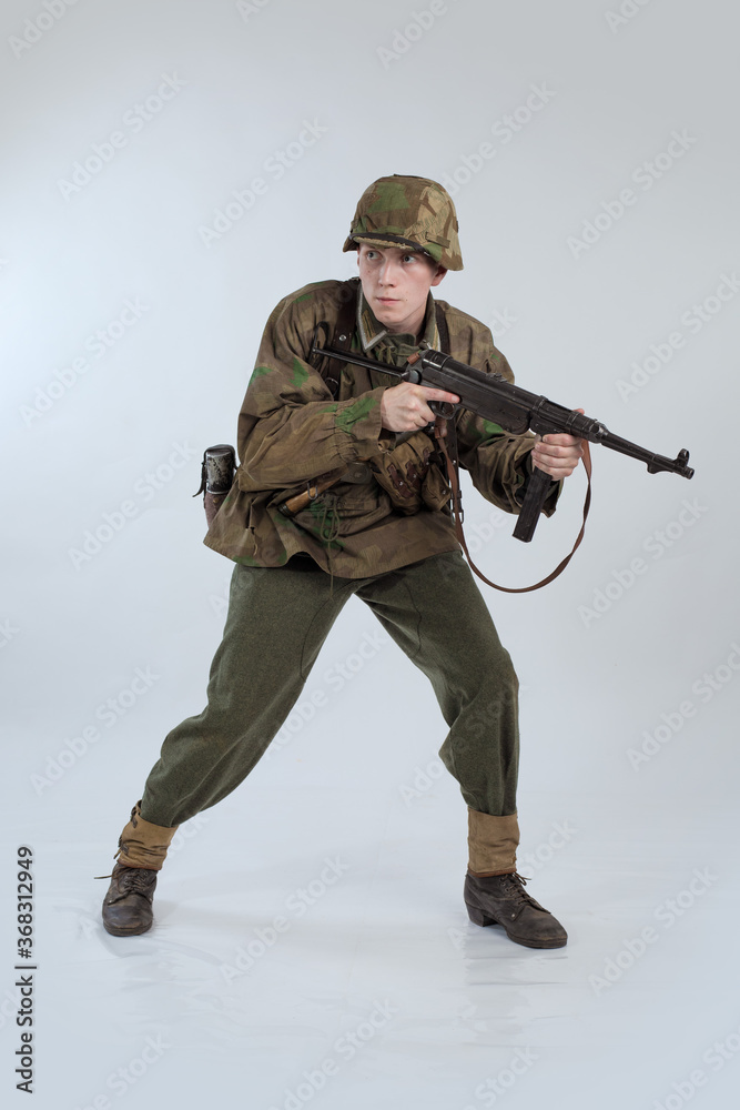 Male actor in the uniform of a German army solder during World War II ...