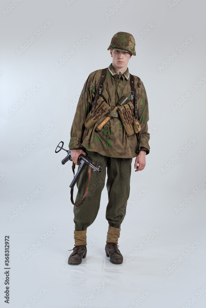 Male actor in the uniform of a German army solder during World War II ...
