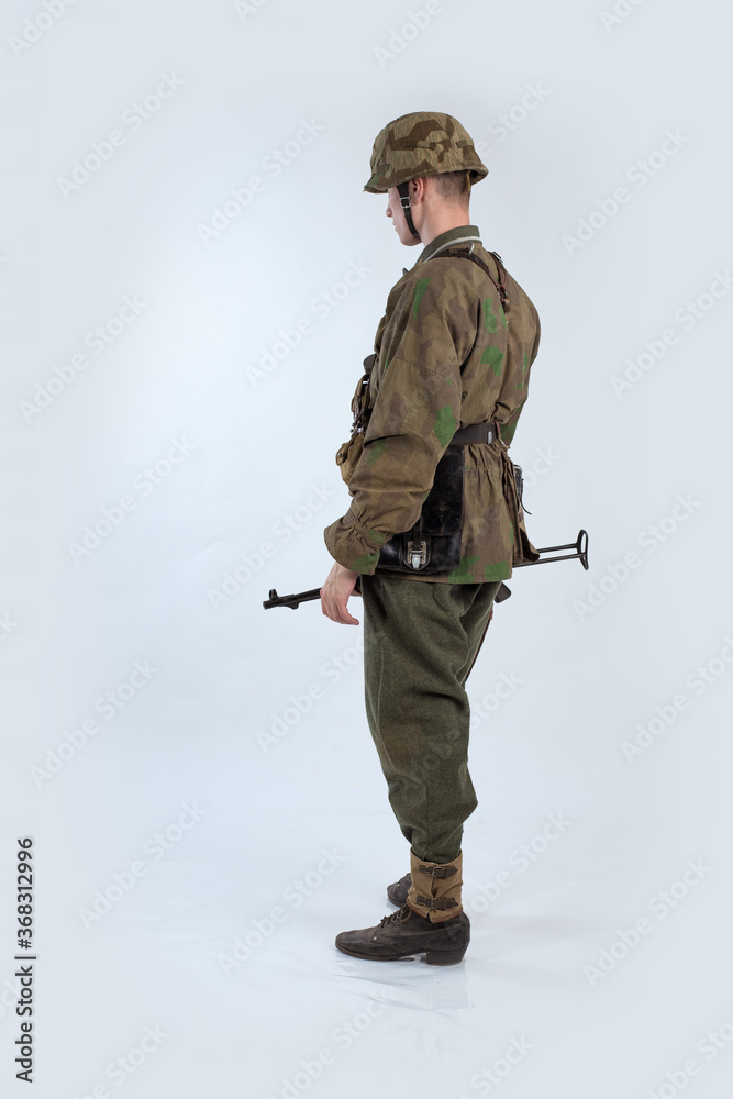 Male actor in the uniform of a German army solder during World War II ...