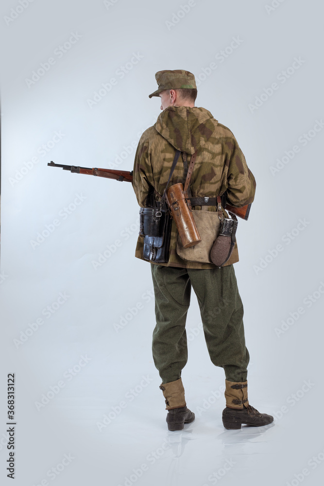 Male actor in the uniform of a German army solder during World War II ...