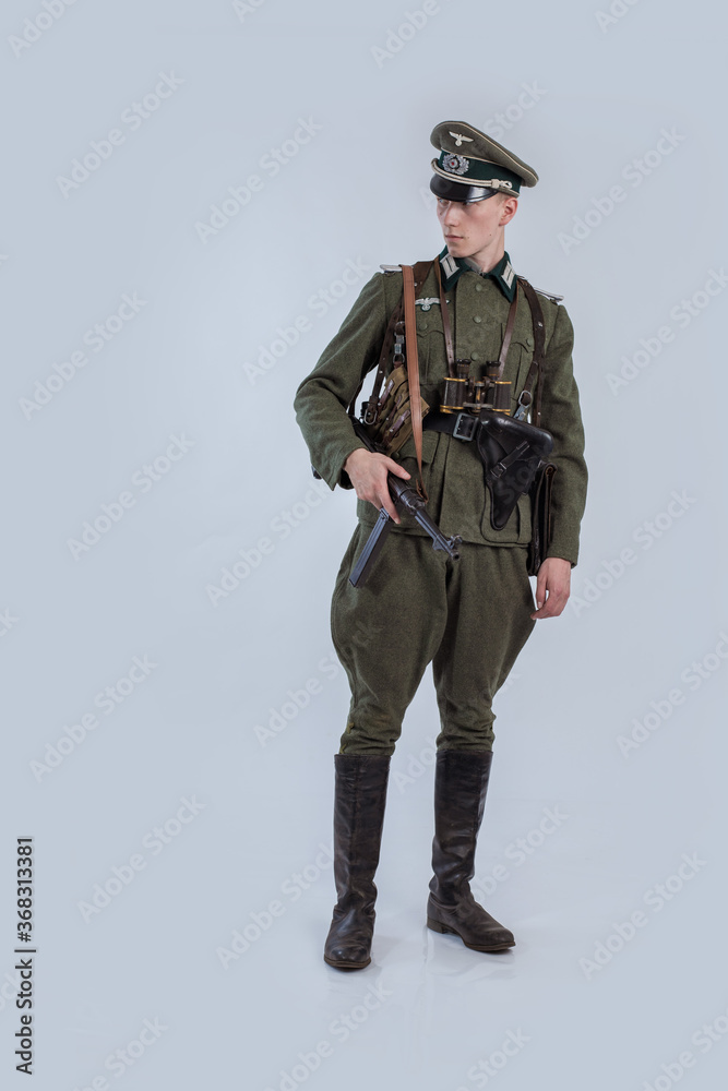 Male actor reenactor in historical uniform as an officer of the German ...