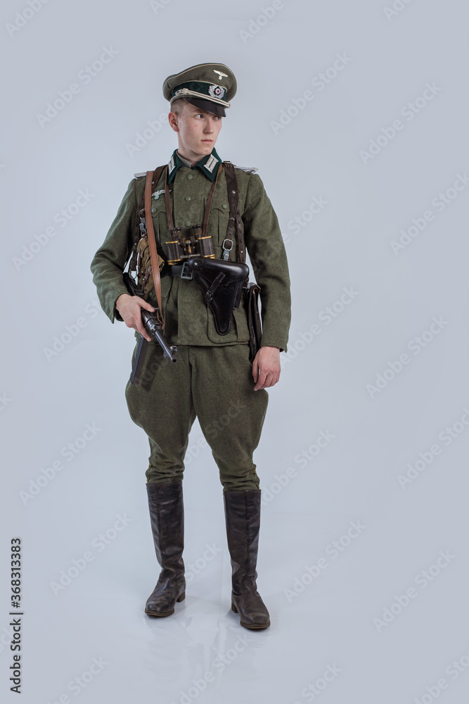 Male actor reenactor in historical uniform as an officer of the German ...