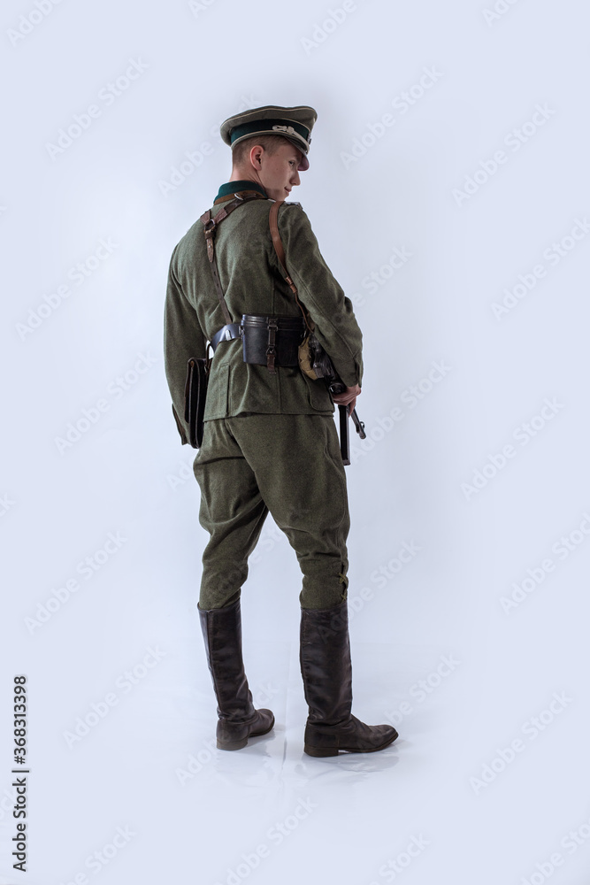 Male actor reenactor in historical uniform as an officer of the German ...