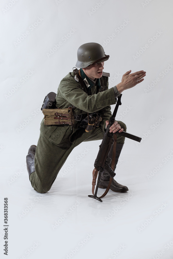 Male actor reenactor in historical uniform as an officer of the German ...
