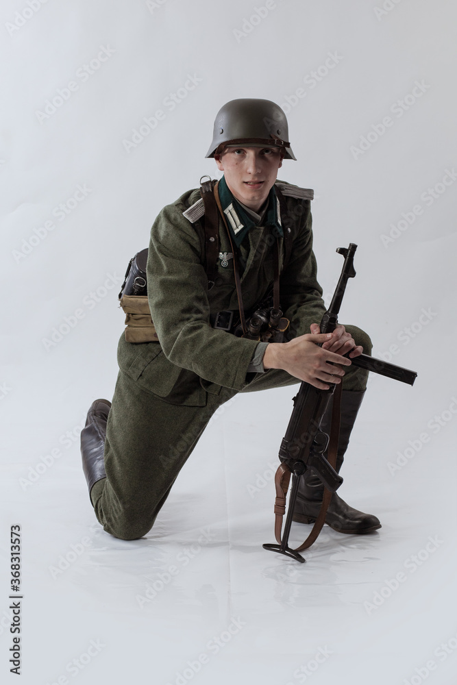 Male actor reenactor in historical uniform as an officer of the German ...