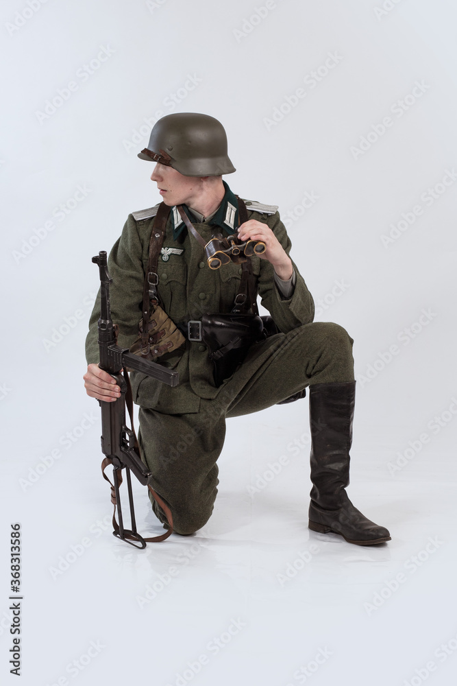 Male actor reenactor in historical uniform as an officer of the German ...