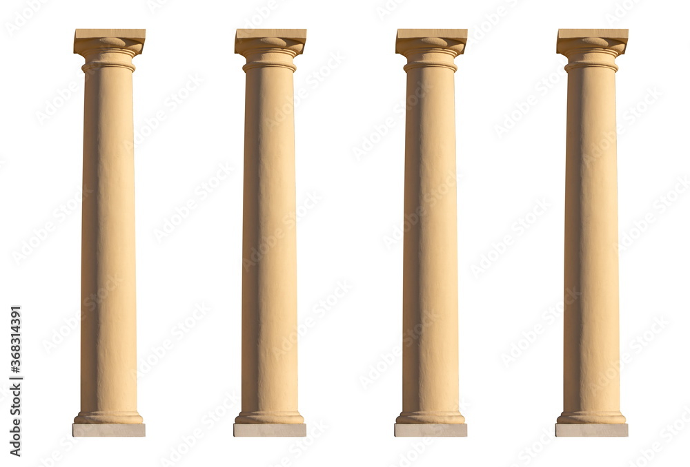 Elements of architectural decorations of buildings, columns and tops ...