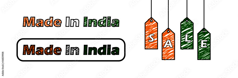 cartoon stickman: label, made in india,tag,sale,offer, discount,15th ...