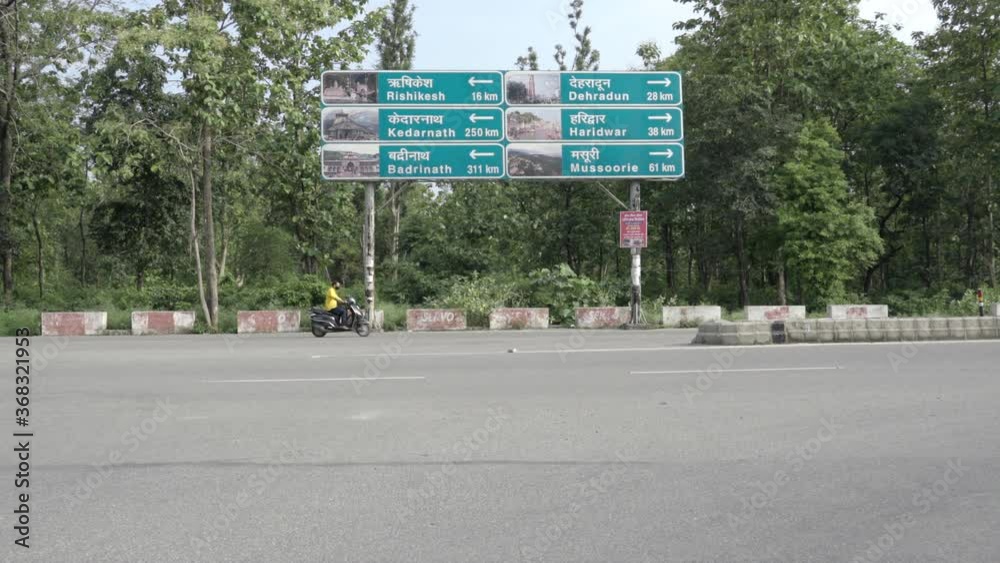 Indian roads traffic & Road boards sign. Uttarakhand road signs. Stock ...