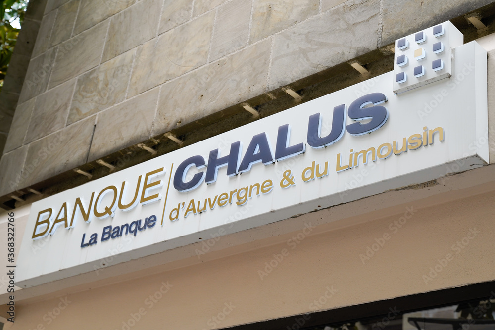 banque chalus logo text and sign of agency main office French bank in ...