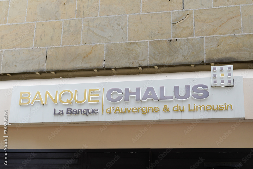 banque chalus logo and text sign building street of office French bank ...