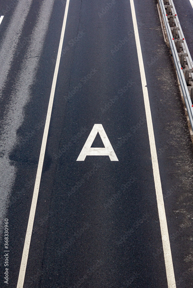 Road sign on a dedicated public transport lane. Direct road highway ...