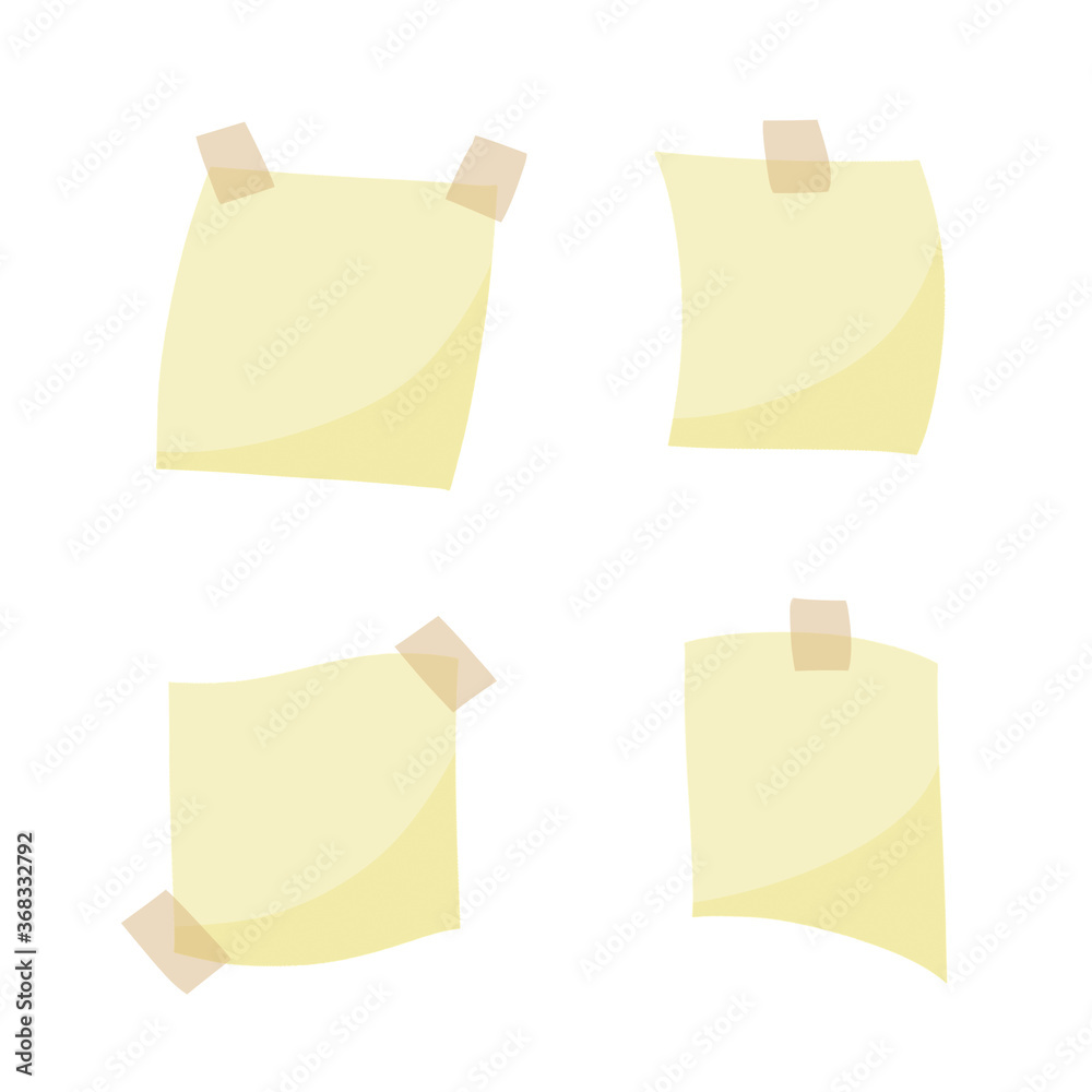 Sticker. Empty piece of paper with sticky tape. Place for reminders and ...