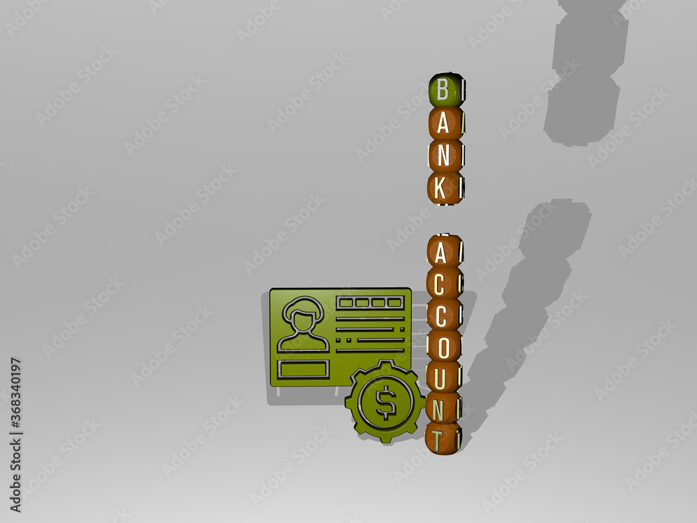 3D graphical image of bank account vertically along with text built ...
