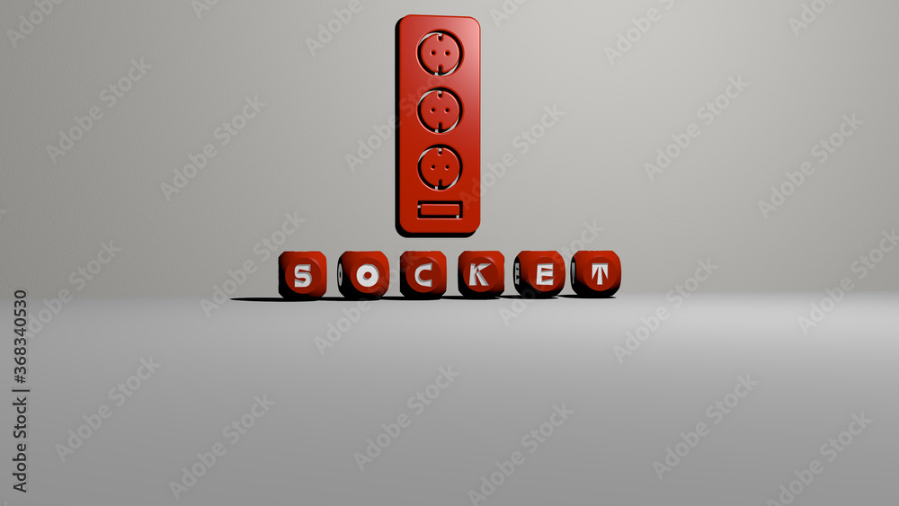3D graphical image of SOCKET vertically along with text built by ...