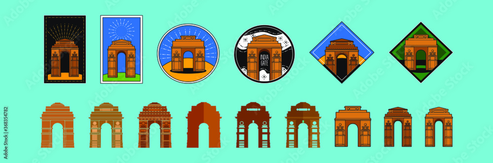 set of india gate with various models Stock Vector | Adobe Stock