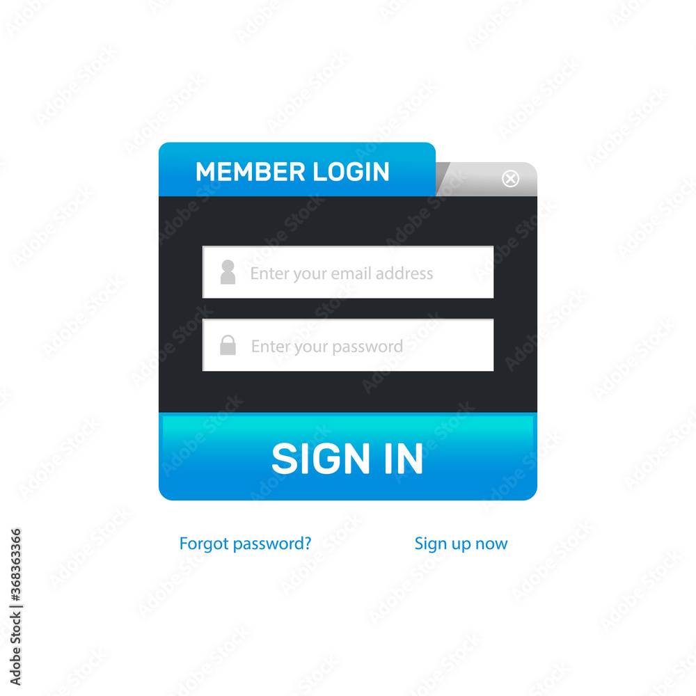 Blue and black login form design Stock Vector | Adobe Stock