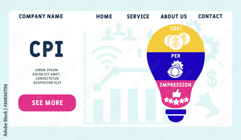 Vector website design template . CPI Cost Per Impression. business ...