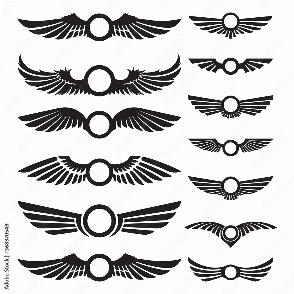 Set of wing signs design elements Stock Vector | Adobe Stock