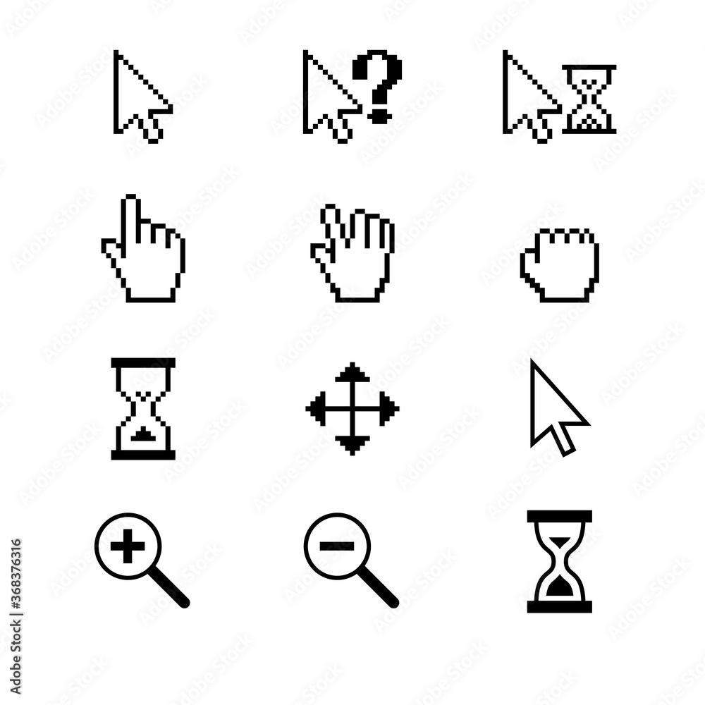 Black and white cursor collection Stock Vector | Adobe Stock