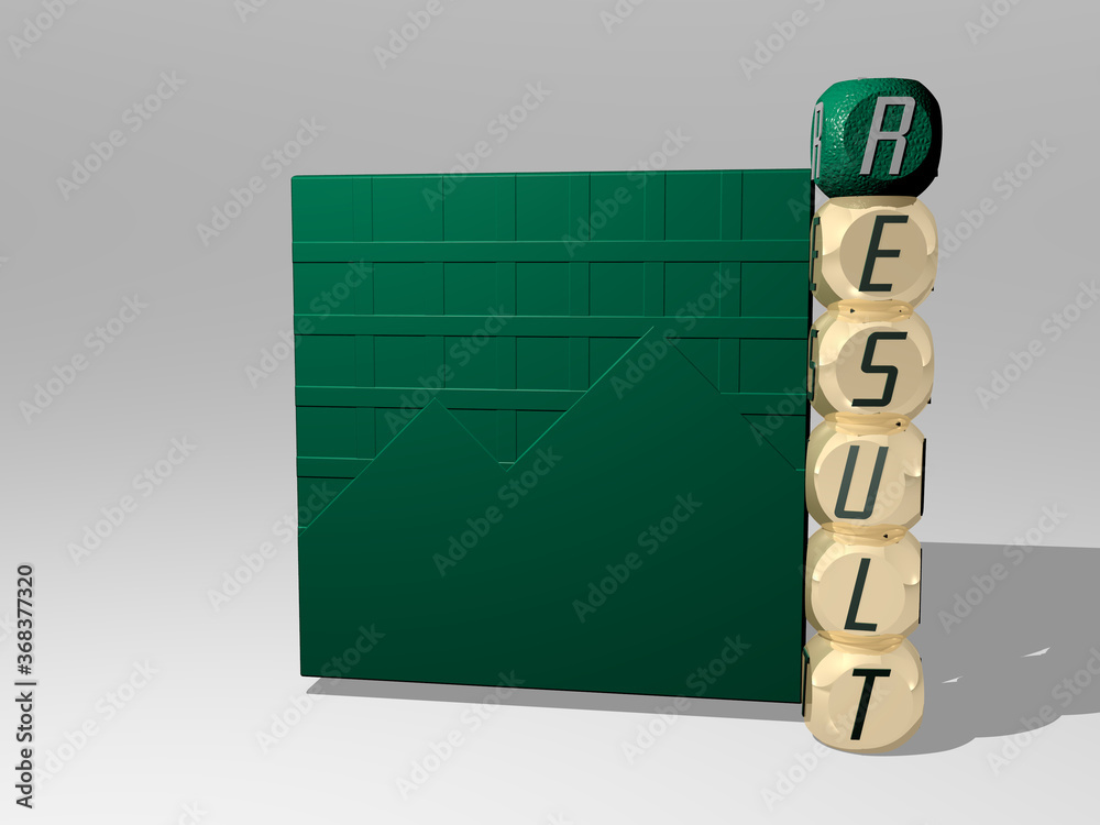 3D illustration of result graphics and text around the icon made by ...