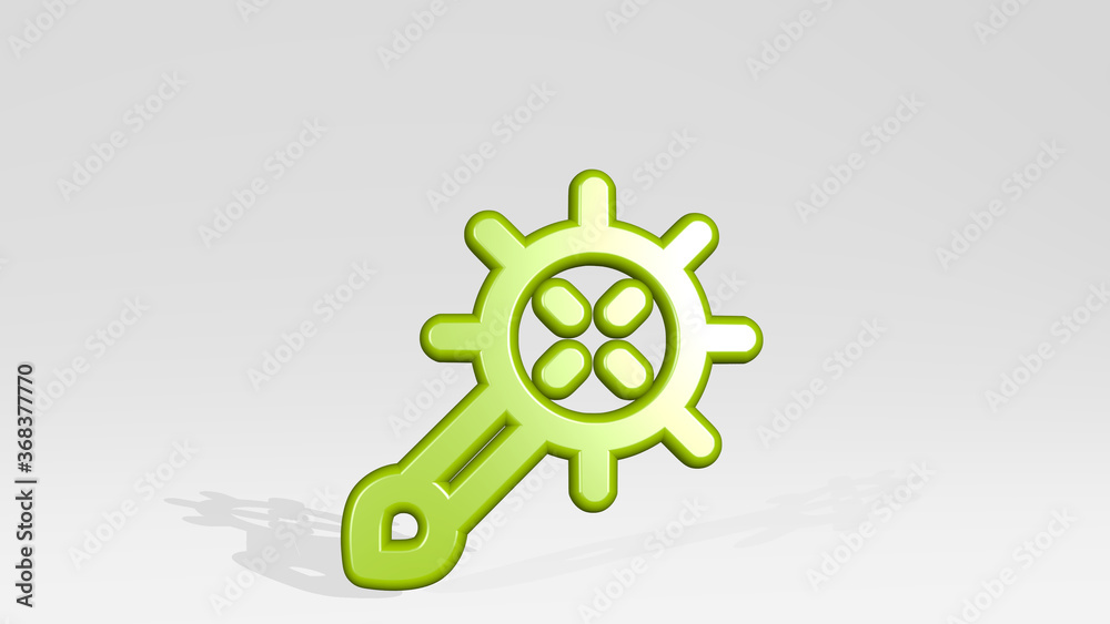 antique mace stand with shadow. 3D illustration of metallic sculpture ...