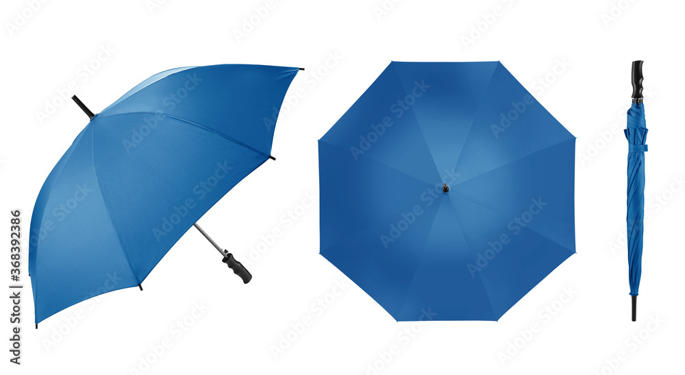 Blank blue umbrella with handle for mock up. Clear parasol for template ...