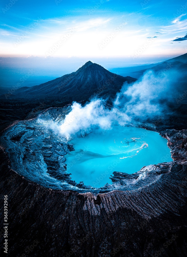 Beautiful Scenery About the Mountain & Crater of Ijen Stock Photo ...