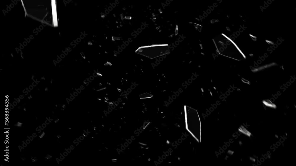 Glass breaking in slow motion on black background. Hammer breaking Pane ...