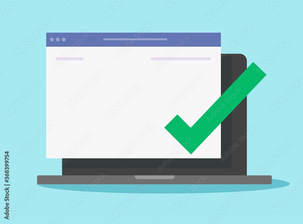 Notice message complete on website blank empty page on computer laptop ...