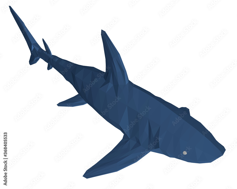 Low poly blue shark. 3D. Isometric view. Vector illustration Stock ...