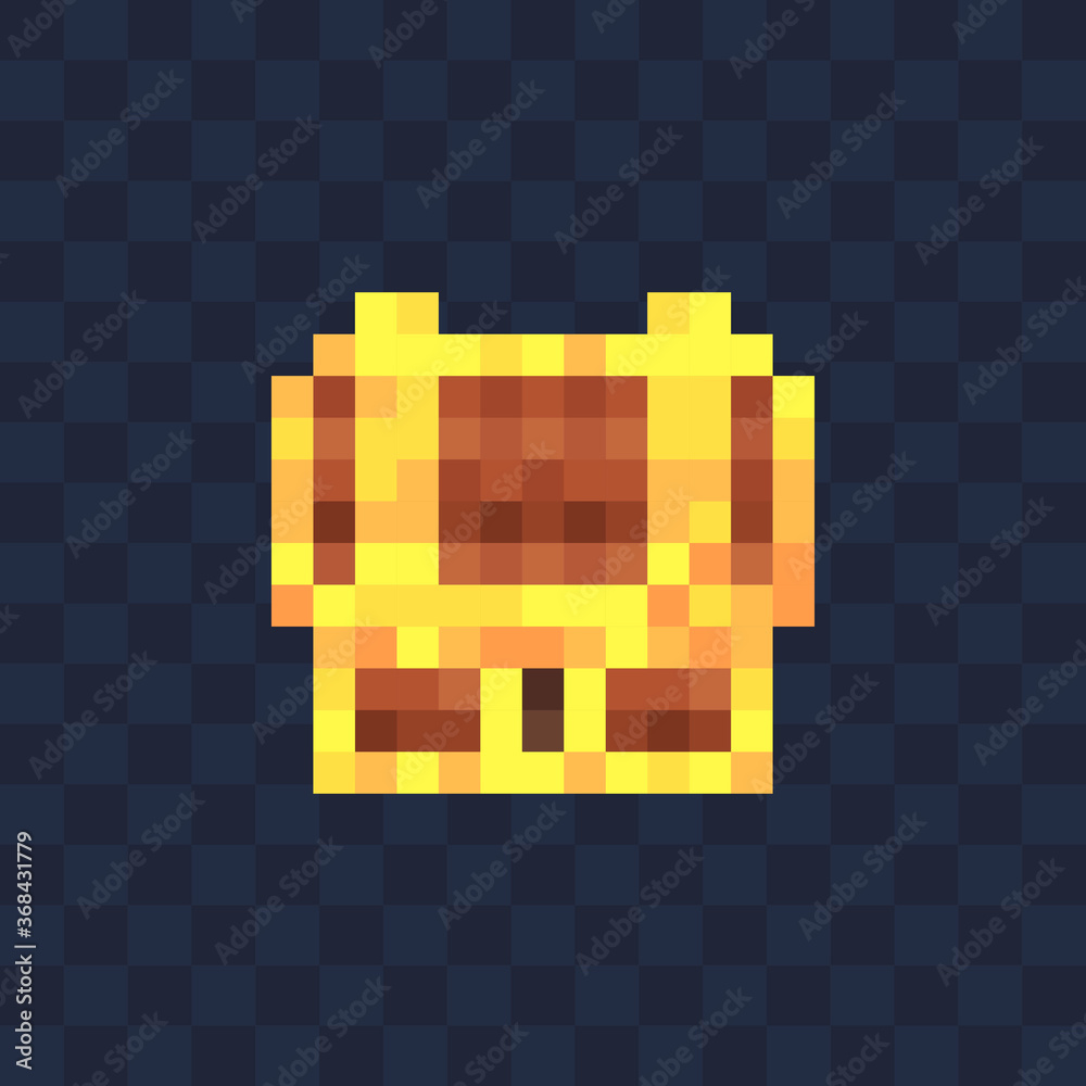 Closed pixel chest with wood. 8-bit pixel art. Vector illustration ...