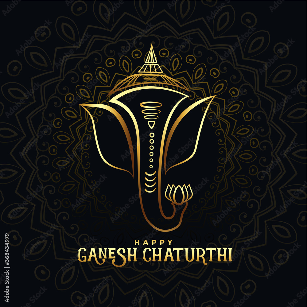 beautiful golden ganpati card for happy ganesh chaturthi Stock Vector ...