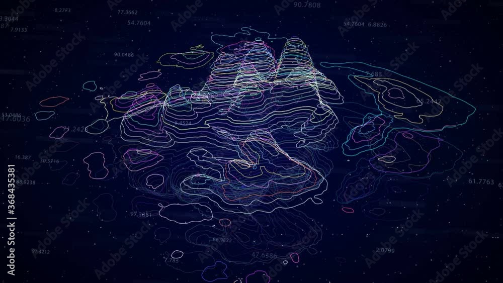HUD technological topographic scanning.Futuristic abstract geologic ...