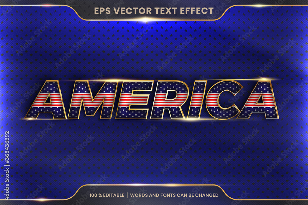 Editable text effect - USA word with its national country flag. Text ...