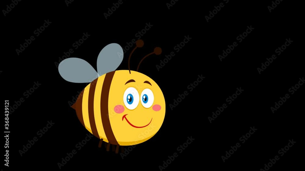Smiling Cute Bee Cartoon Character Flying. 4K Animation Video Motion ...