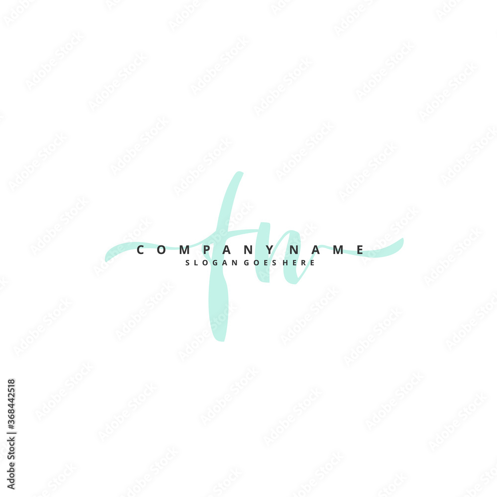 F N FN Initial handwriting and signature logo design with circle ...
