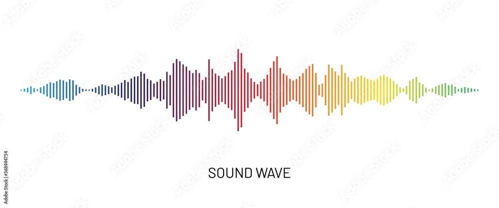 Rainbow gradient soundwave icon. Music, voice, radio wave equalizer ...
