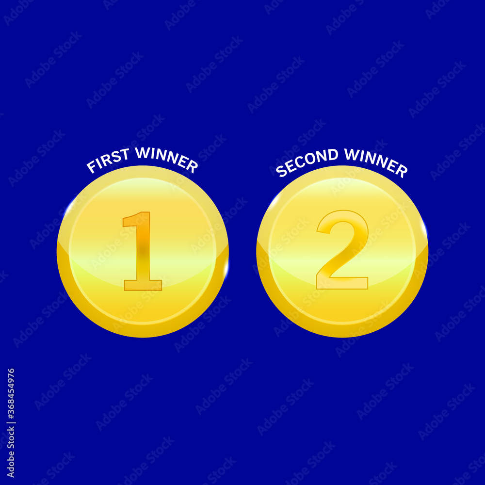 Gold Medal Vector. Golden 1st Place Badge. Sport Game Golden Challenge ...