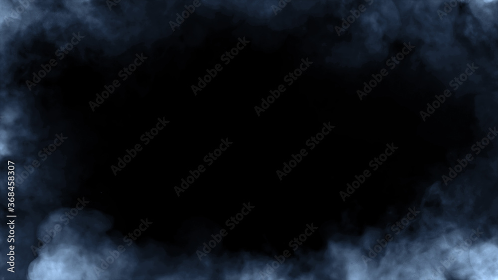 Frame of real blue fire flames burn motion smoke . Border isolated ...