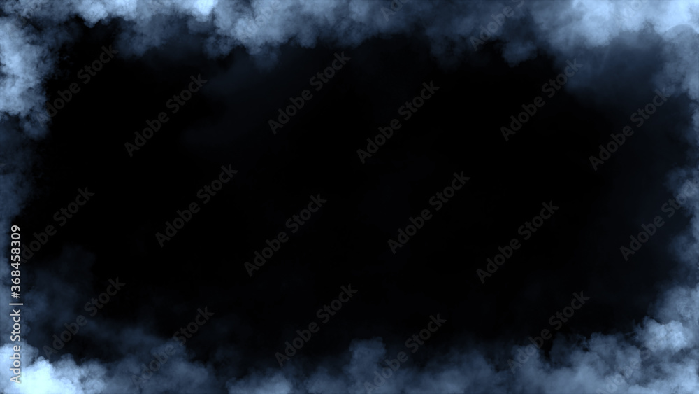 Frame of real blue fire flames burn motion smoke . Border isolated ...