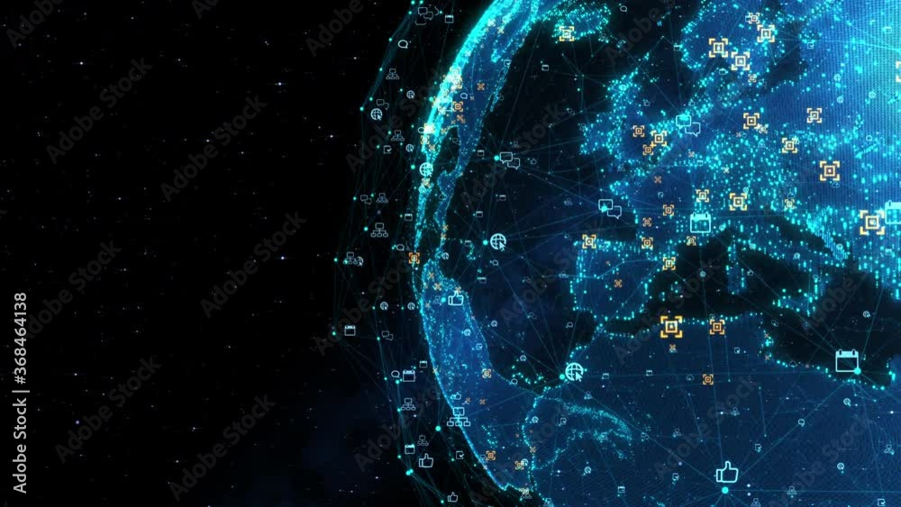 Global International Connectivity Background/Connection lines Around Earth Globe, Motion of ...