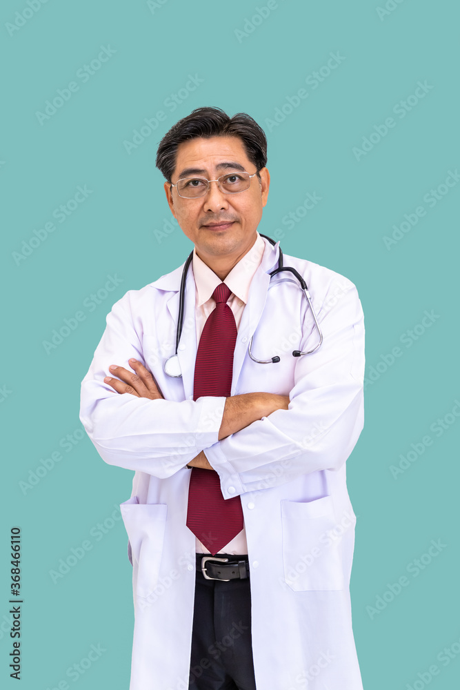 Confident Asian male man medical doctor standing and crossing arms with ...