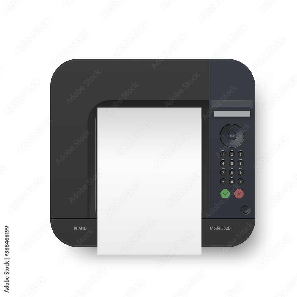 Realistic Black Laser Printer With A4 Paper Stock Vector | Adobe Stock