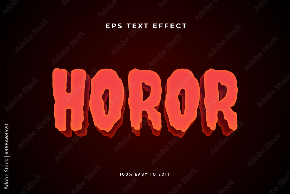 Red horor scary text effect Stock Vector | Adobe Stock