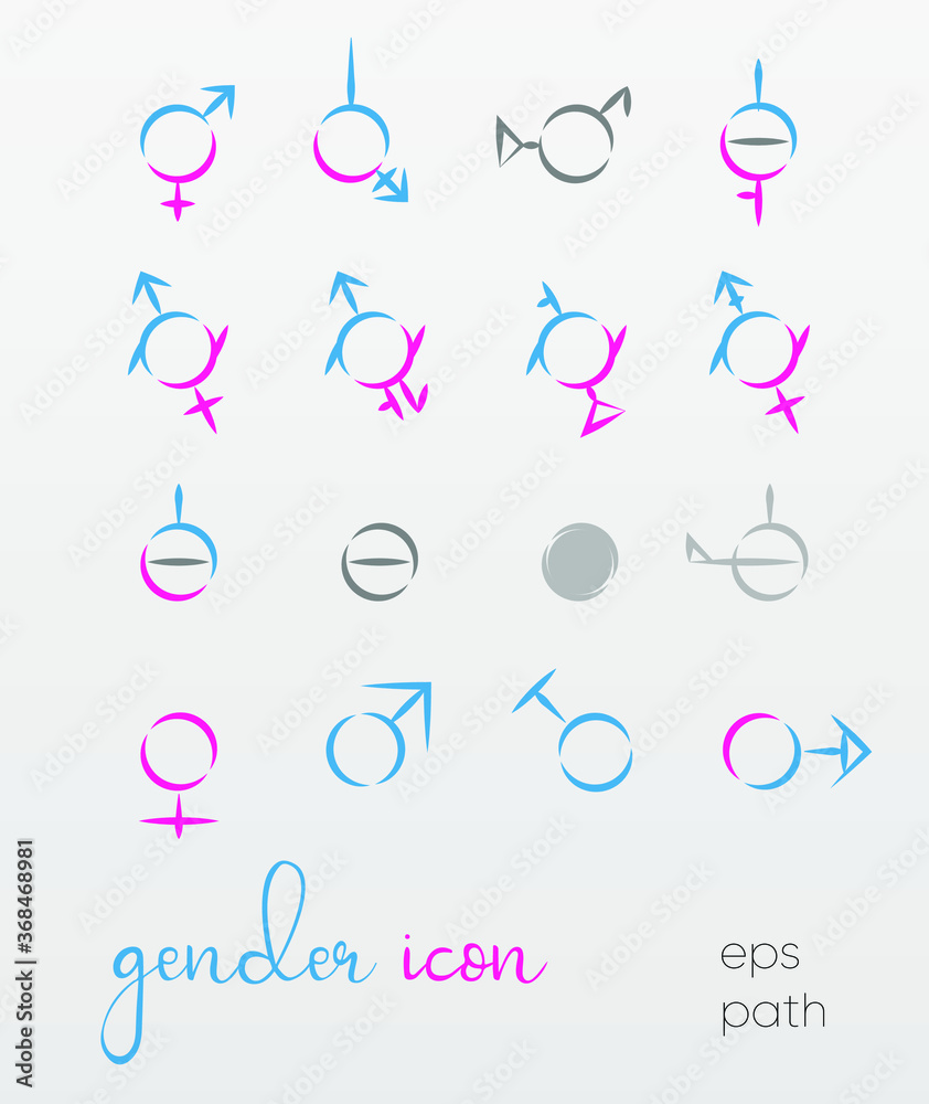 Vector modern gender icons. Traditional and non-traditional gender ...