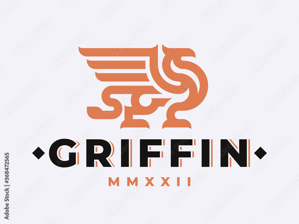 Winged griffin heraldic logo design editable for your business. Stock ...
