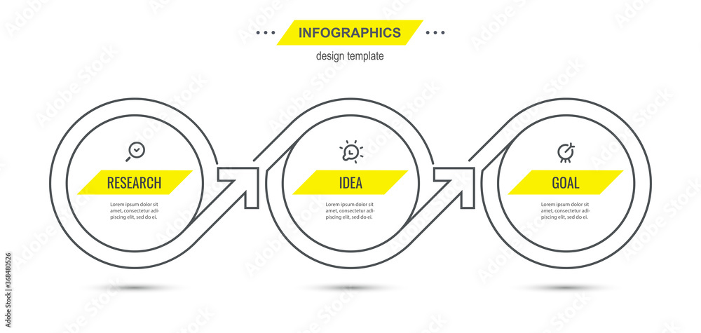 Vector Infographic thin line design template with icons and 3 options ...