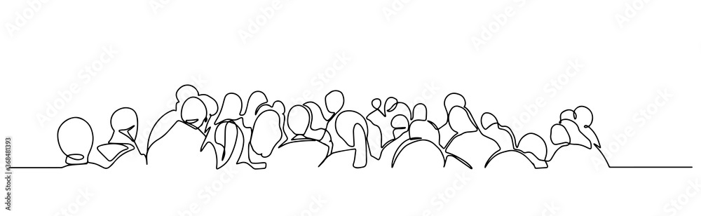 Continuous one line drawing of business people standing in a queue ...